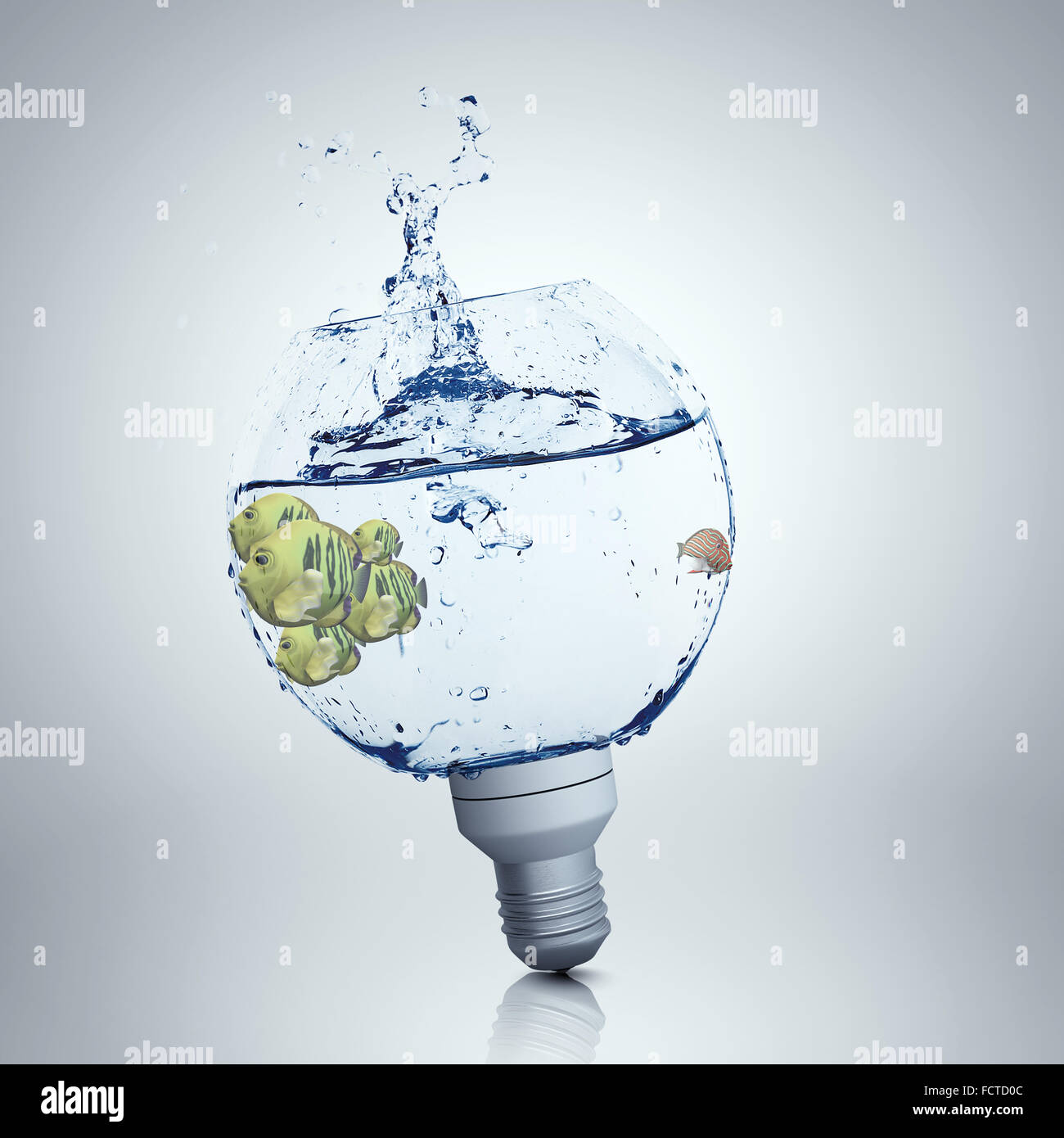 Exotic fish in water inside electric light bulb Stock Photo - Alamy
