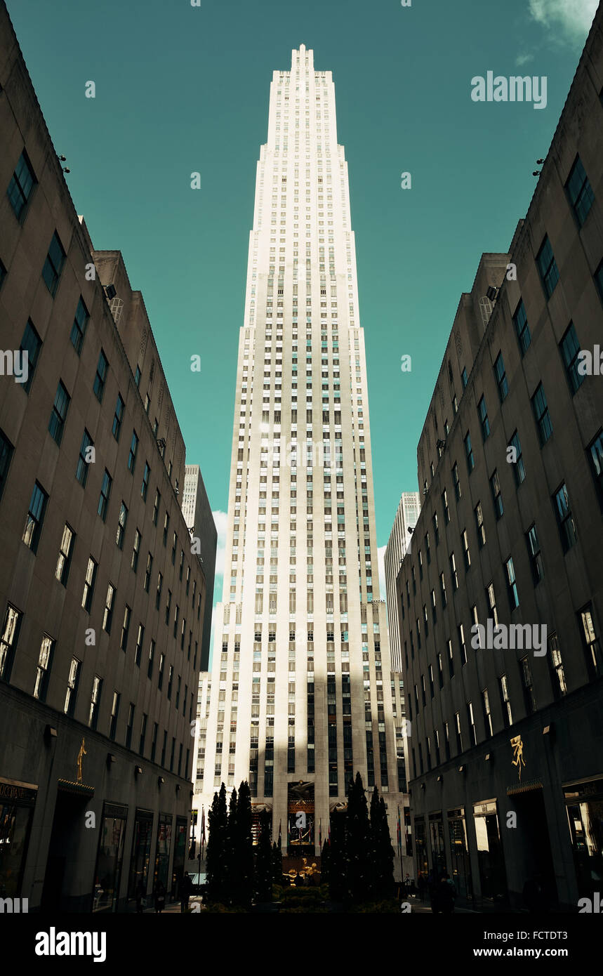 NEW YORK CITY, NY - MAR 30: Rockefeller Plaza street view on March 30 ...