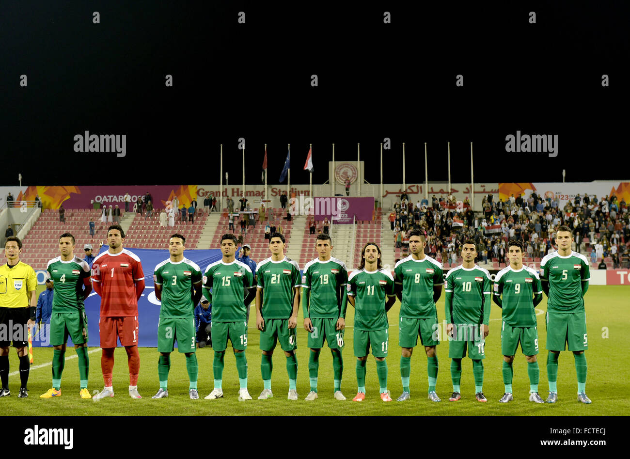 Doha, Qatar. 23rd Jan, 2016. U-23U-23 Iraq team group line-up (IRQ ...