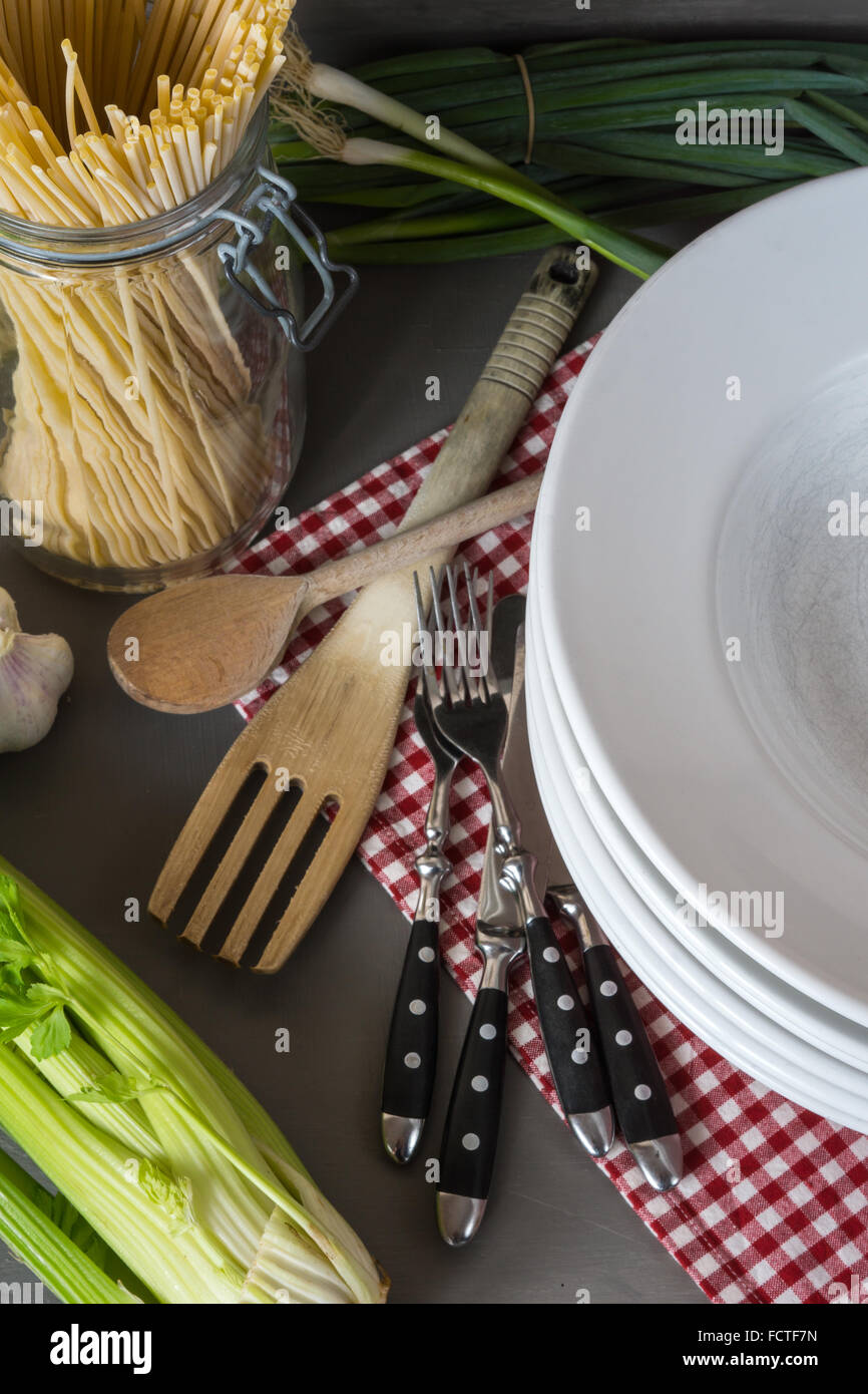 Italian lifestyle - prepare for cooking, Still Life with raw Pasta ...
