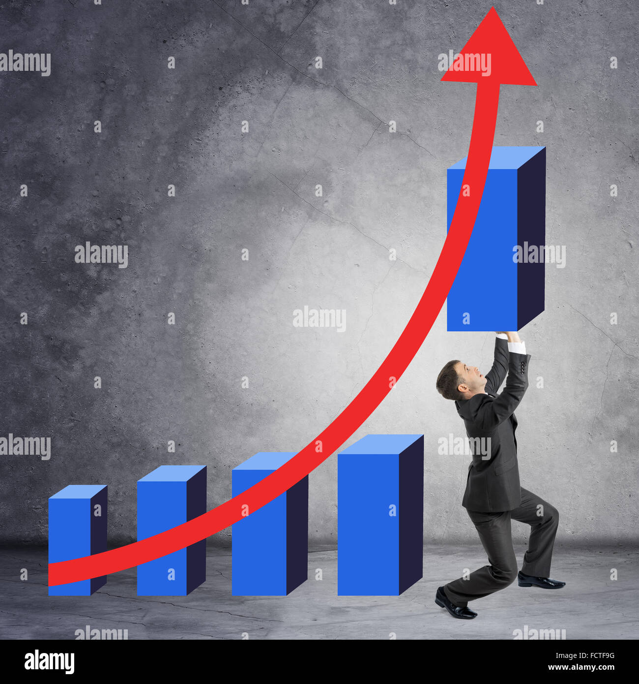 Businessman holding graphical chart Stock Photo - Alamy