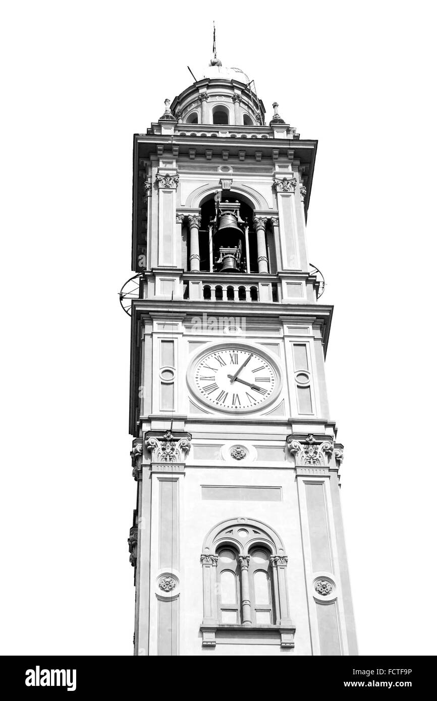 ancien clock tower in italy europe old stone and bell Stock Photo - Alamy