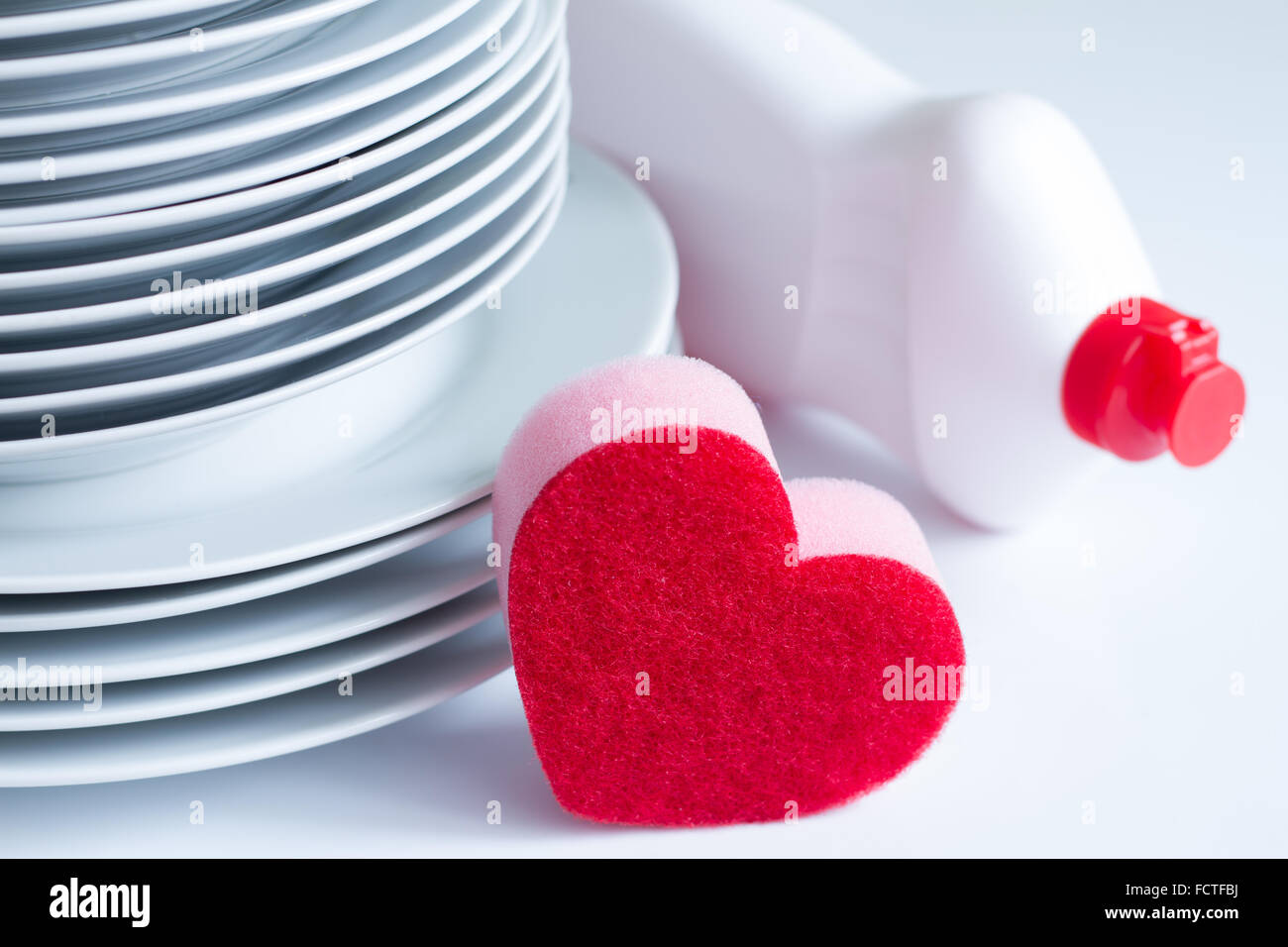 I love washing dishes Valentines abstract concept on white background ...