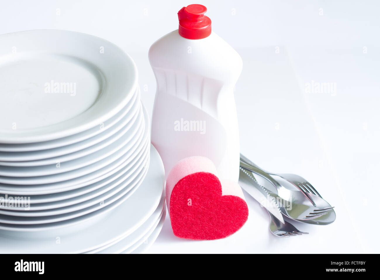 I love washing dishes Valentines abstract concept on white background ...