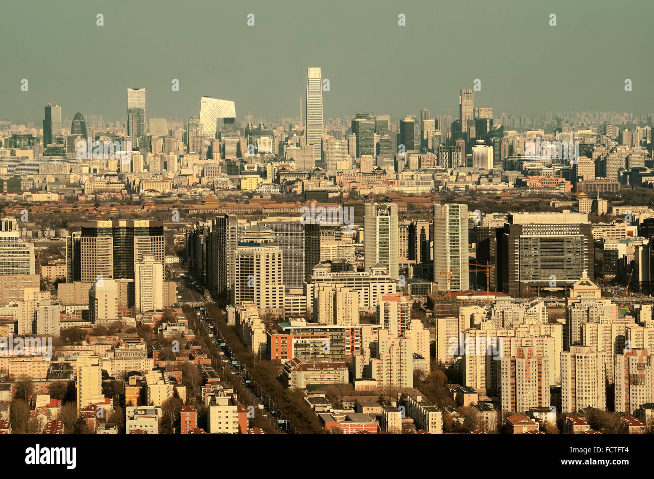 Beijing sunset aerial view with urban buildings Stock Photo - Alamy