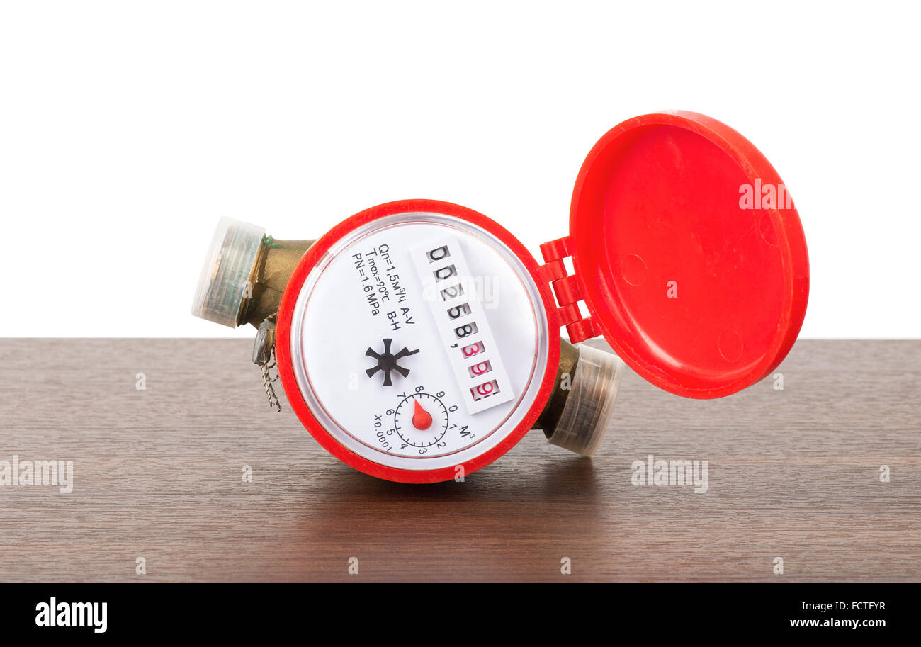 Red water meter Stock Photo - Alamy