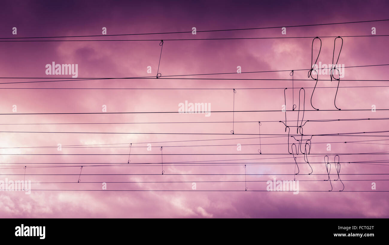Overhead Lines at sunset Stock Photo - Alamy
