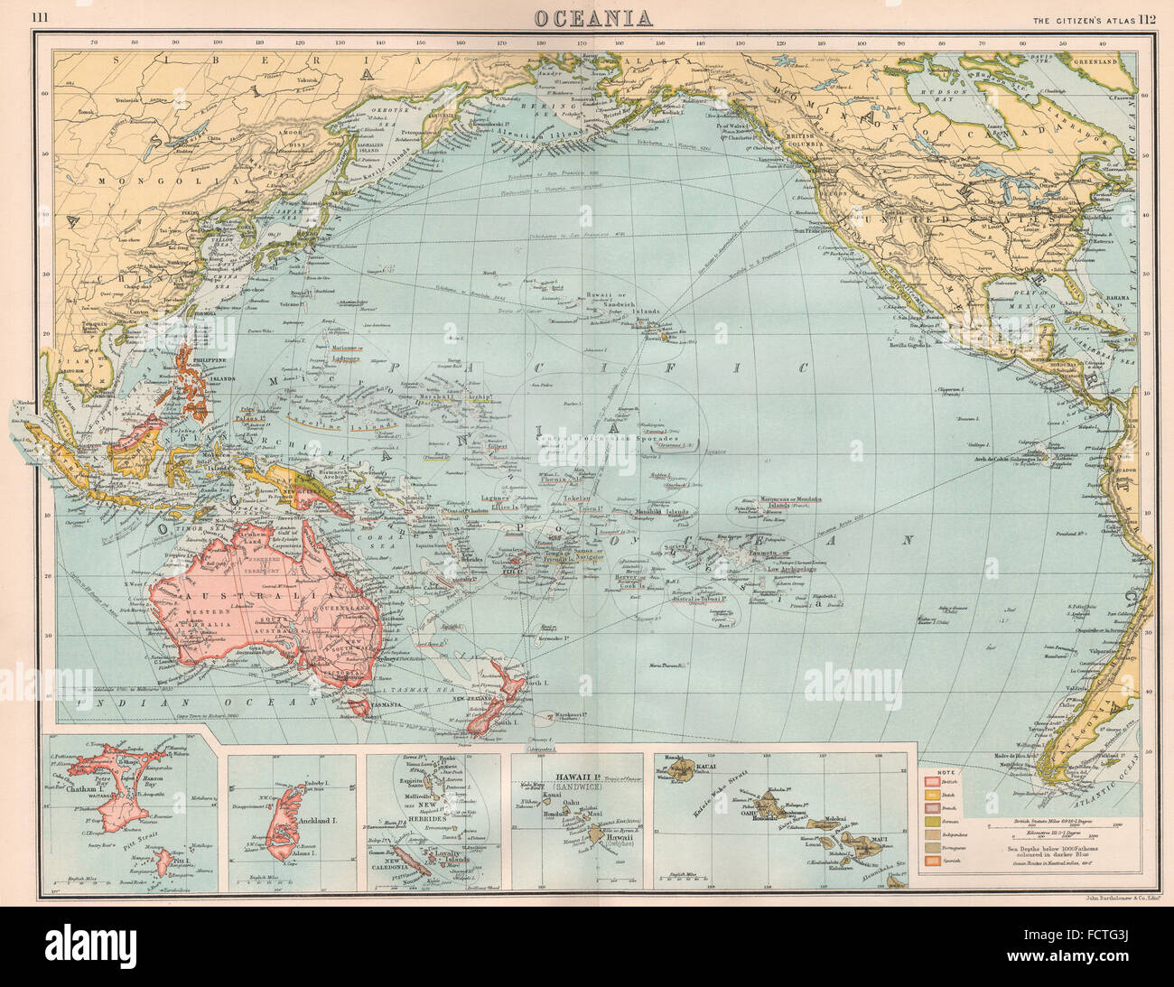 PACIFIC OCEAN COLONIAL: British Dutch French German Portuguese Spanish ...