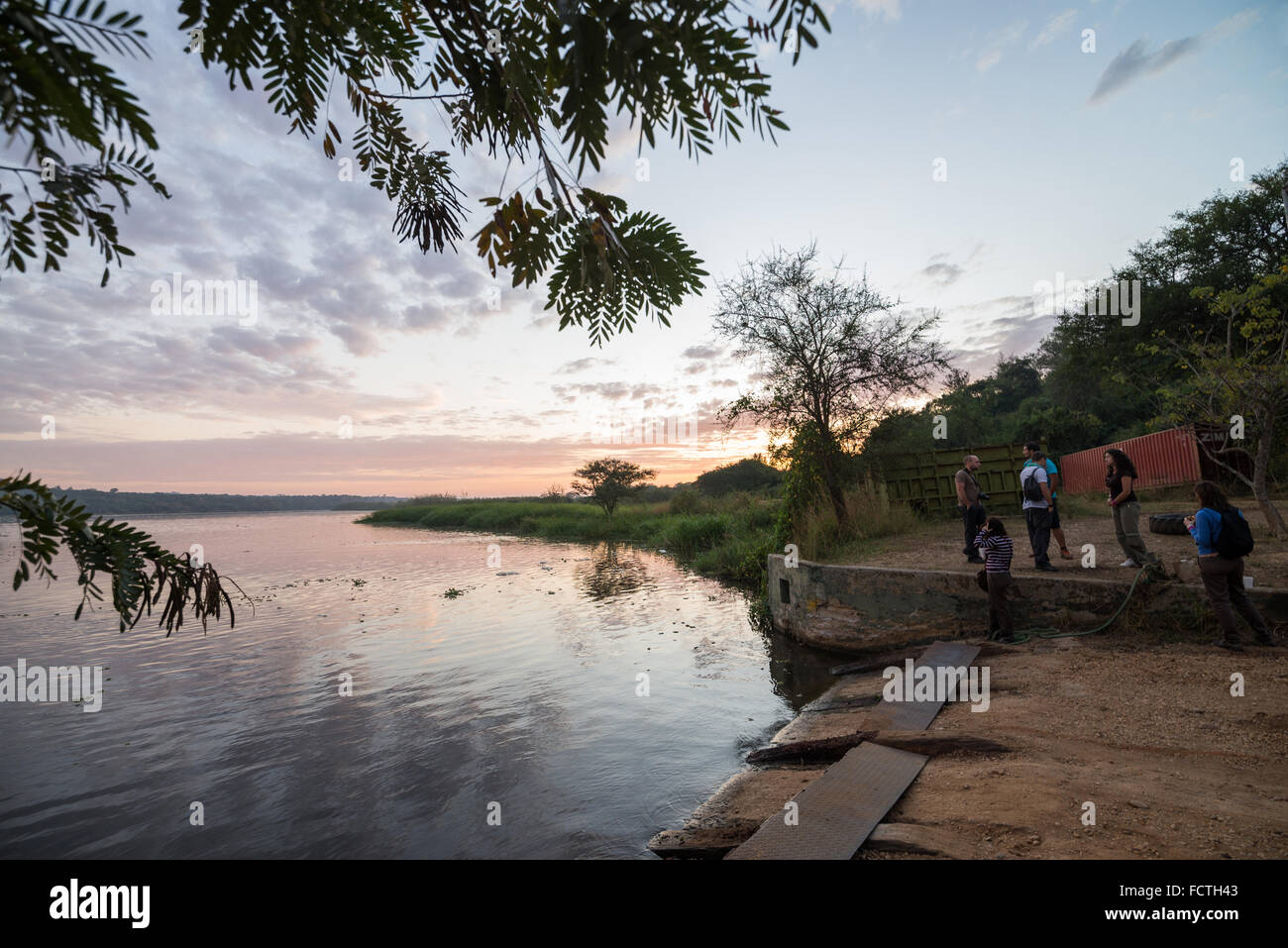 Tourists waiting on Car Ferry, River Nile, Murchison Falls National ...