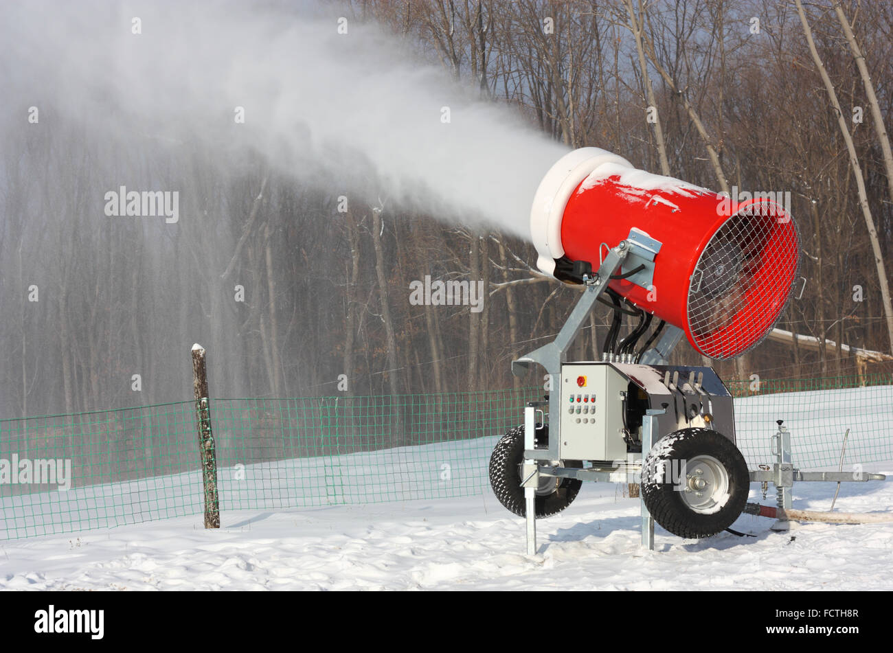 Snowmaking is the production of snow on ski slopes Stock Photo - Alamy