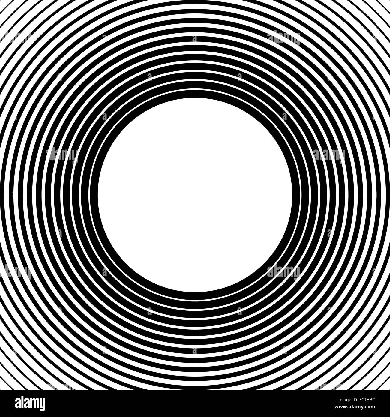Radiating Radial Circles Monochrome Pattern Background Abstract Minimal Vector Ripple