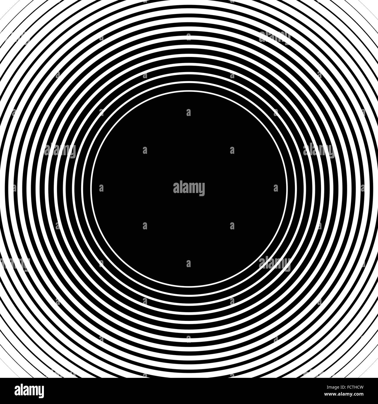 Radiating Radial Circles Monochrome Pattern Background Abstract Minimal Vector Ripple