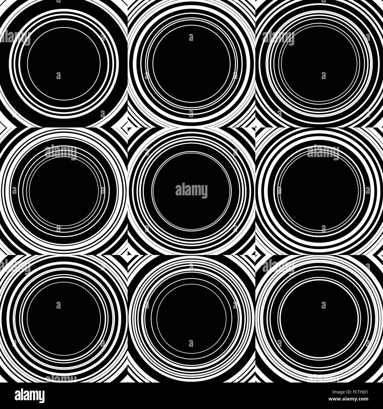 Radiating, radial circles monochrome pattern / background. Abstract ...