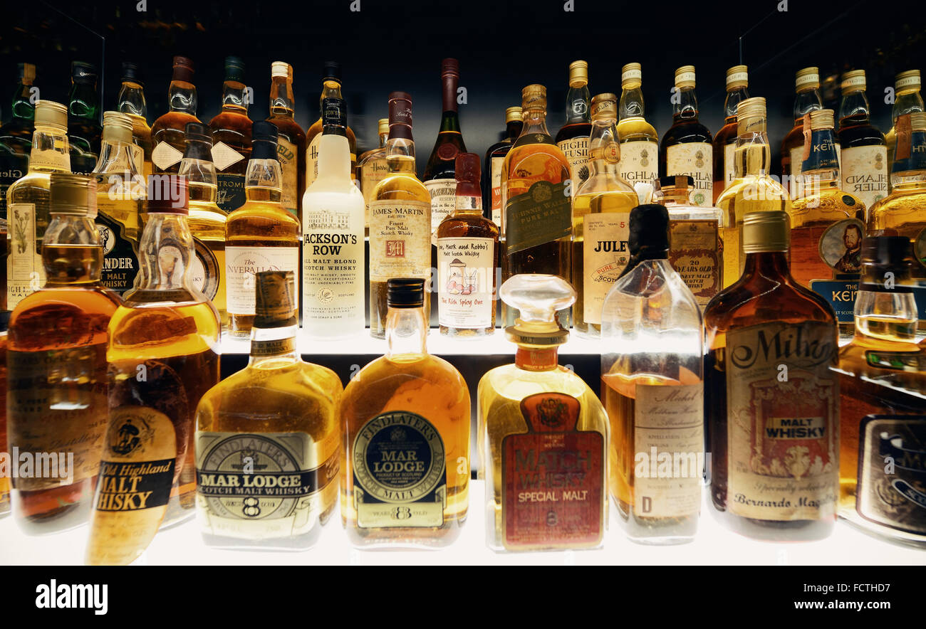 Scottish Whisky collection in Edinburgh Stock Photo - Alamy