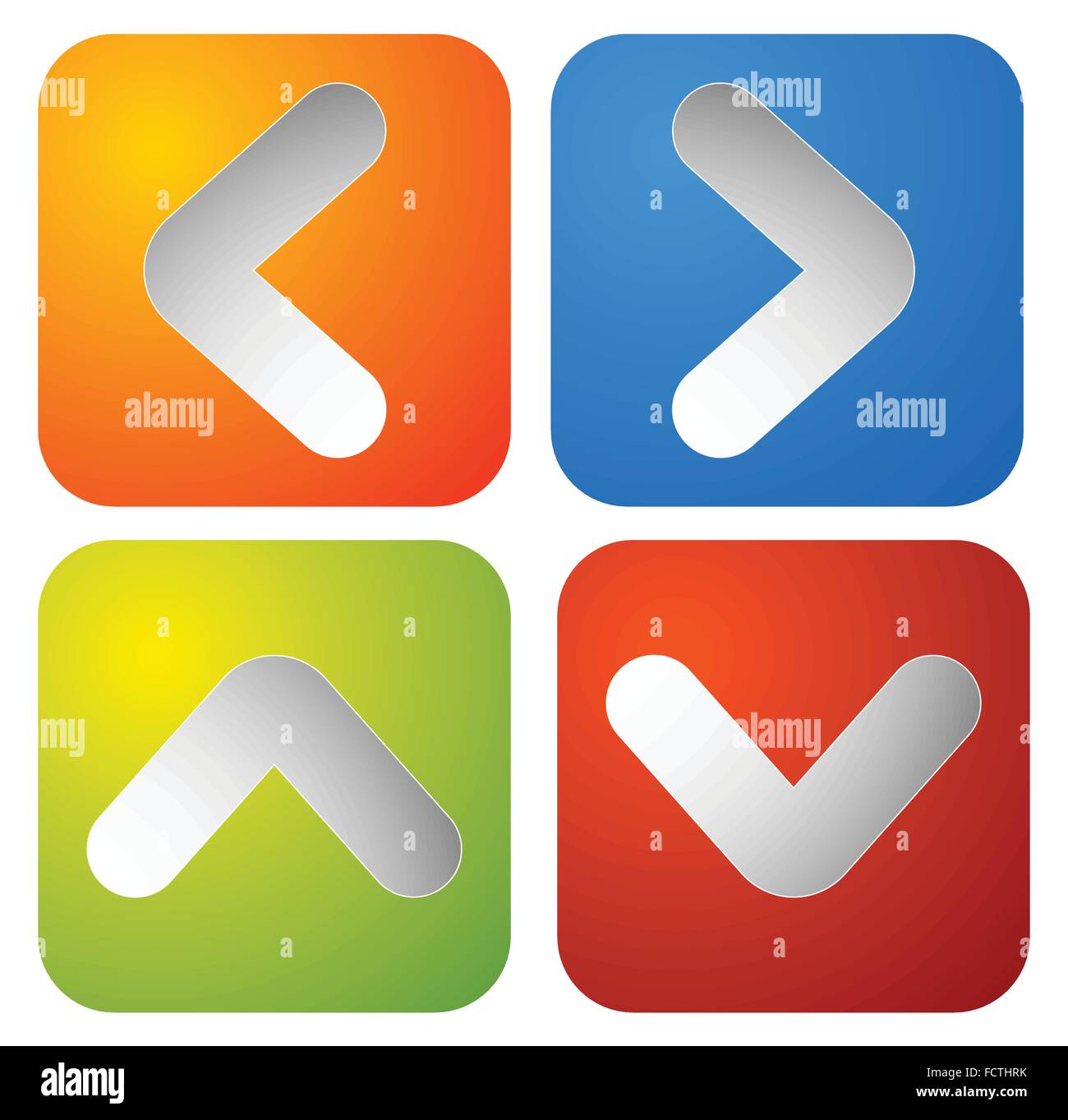 Colorful rounded square arrow buttons with arrowheads Stock Vector ...