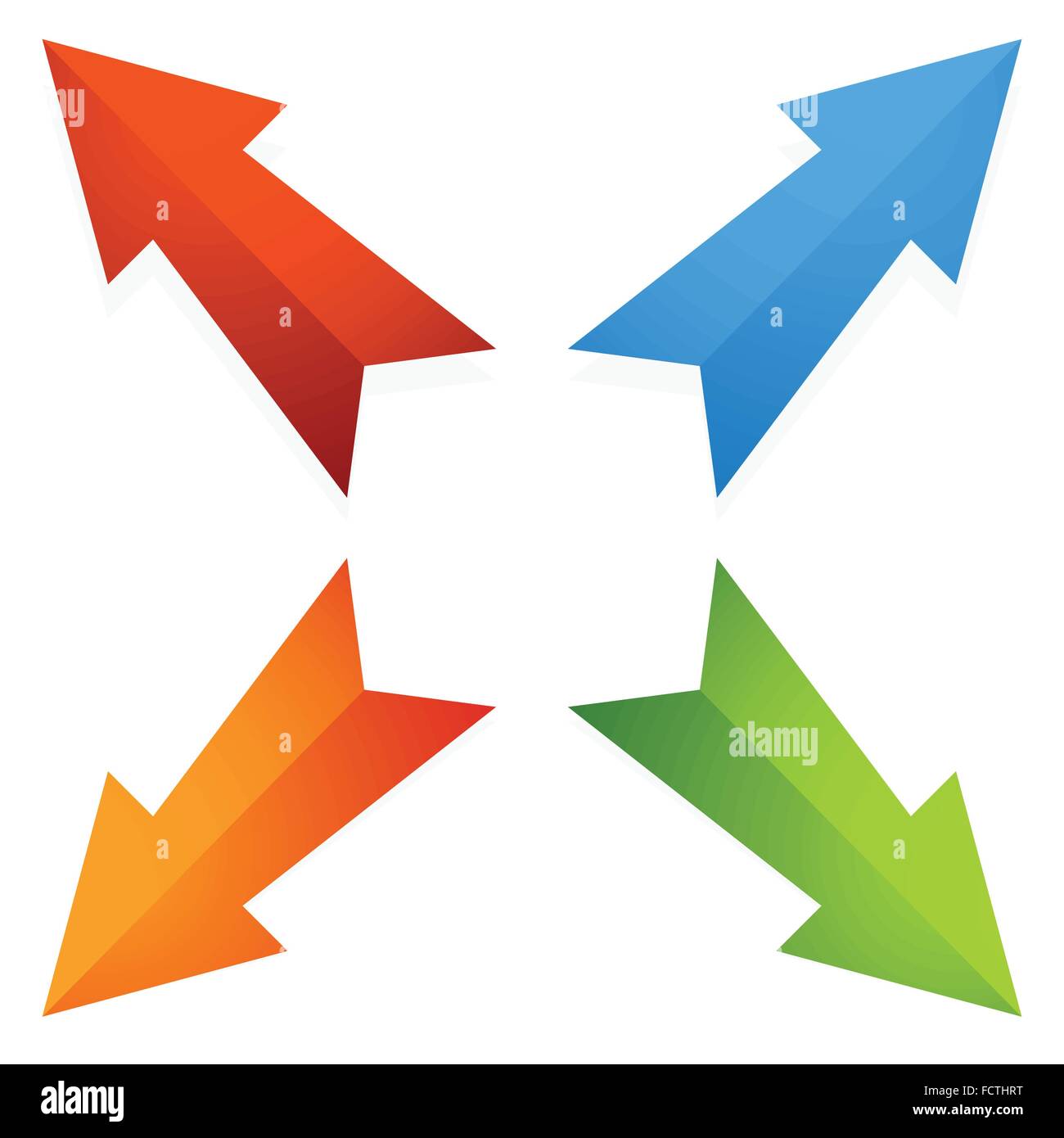 Colorful 4 way diagonal arrows pointing outwards. Vector Stock Vector Image & Art - Alamy