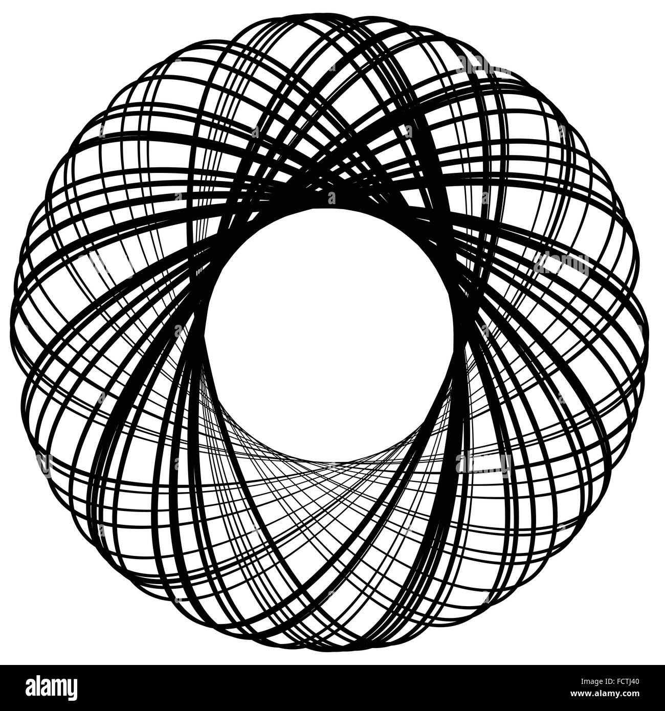 Abstract vector element: Circular shape with intersecting lines. Vortex, twirl shape Stock ...