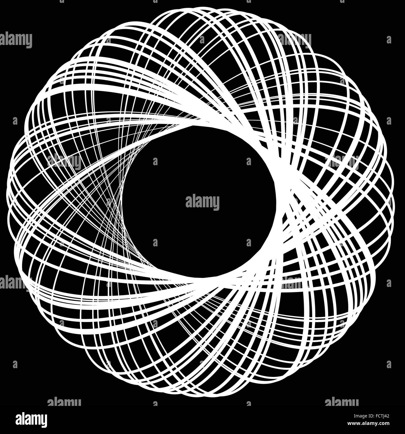 Abstract vector element: Circular shape with intersecting lines. Vortex, twirl shape Stock ...