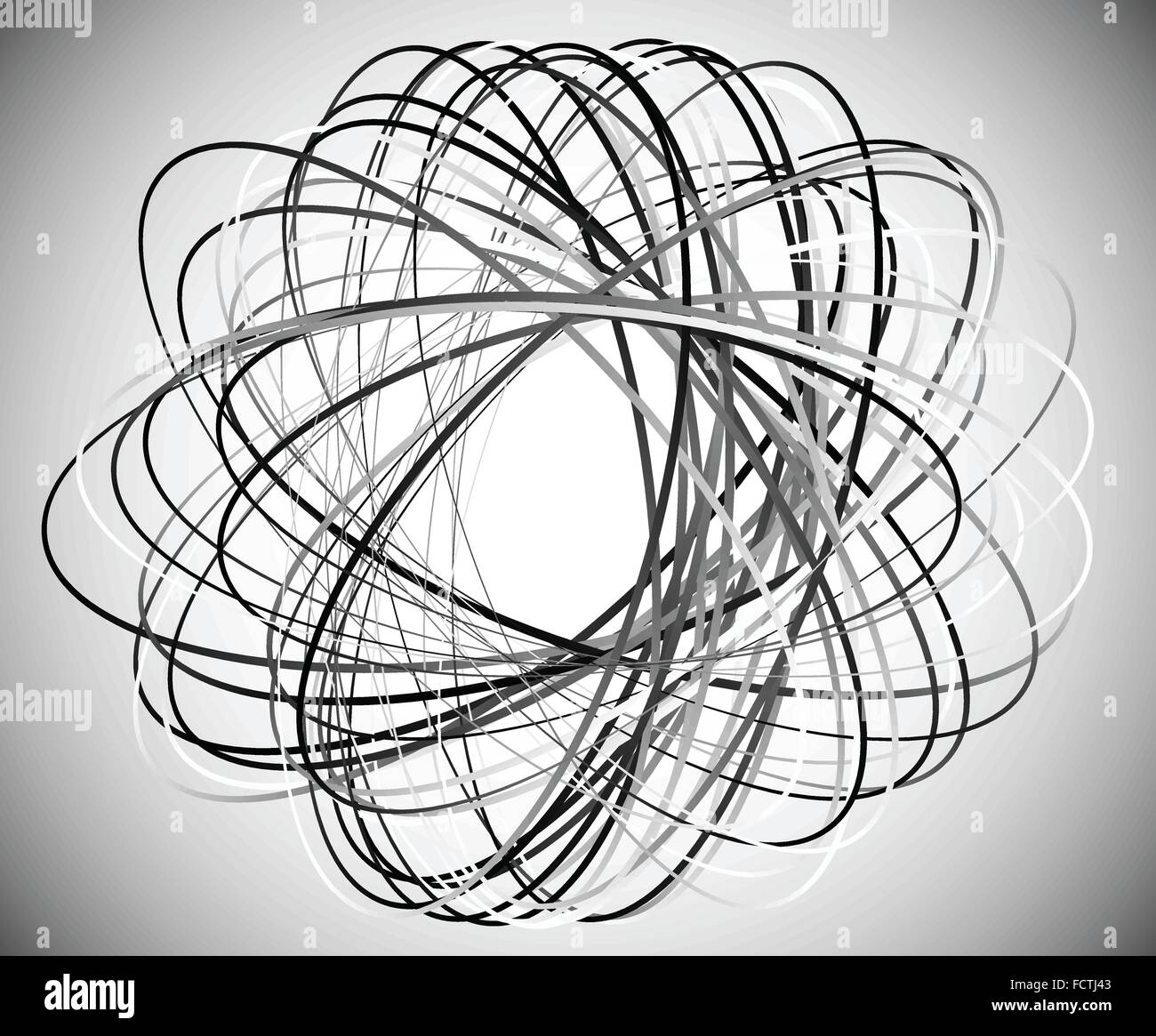 Abstract vector element: Circular shape with intersecting lines. Vortex, twirl shape Stock ...