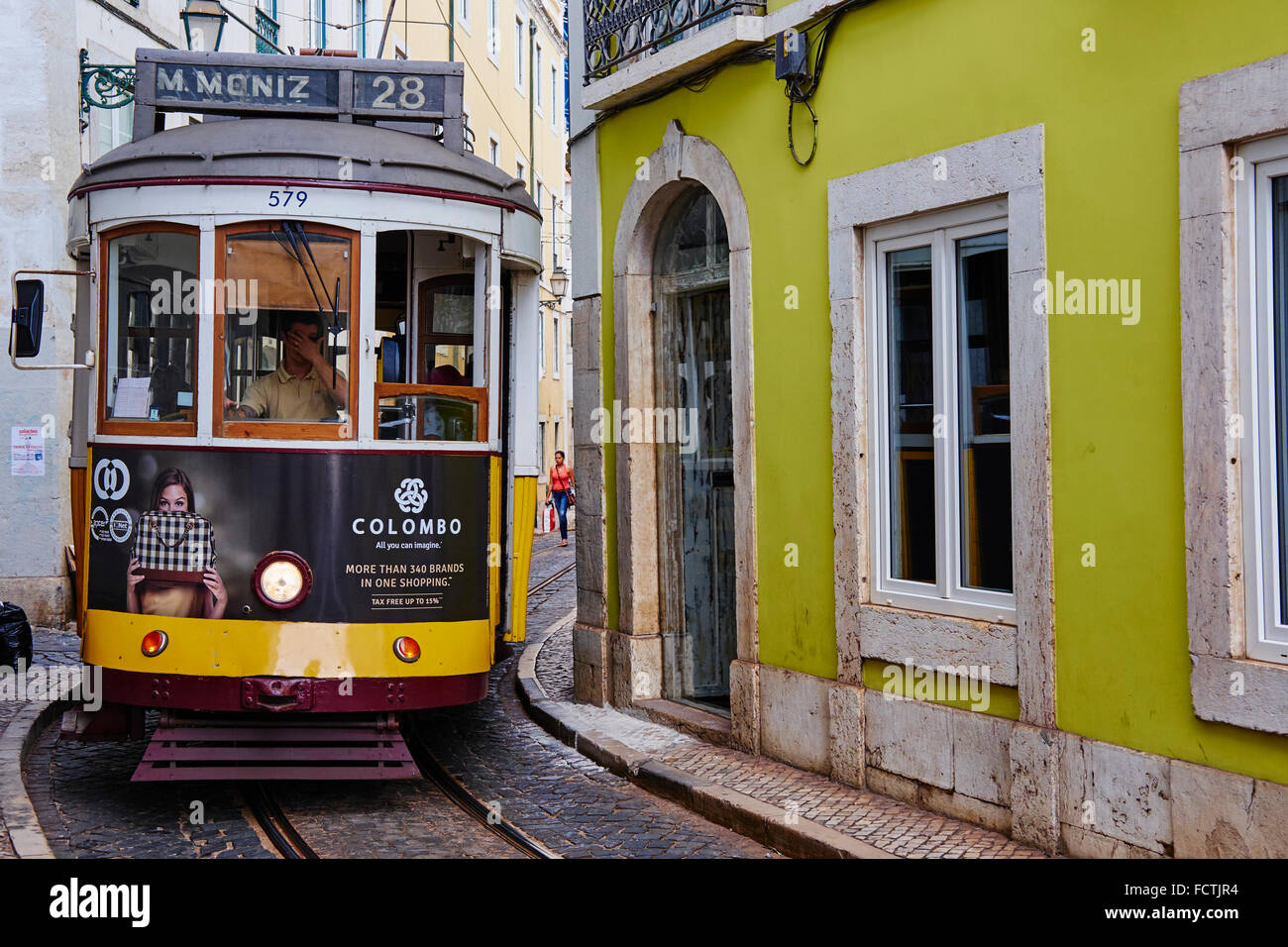 Portugal, Lisbon, tram 28 in Baixa pombalin Stock Photo - Alamy