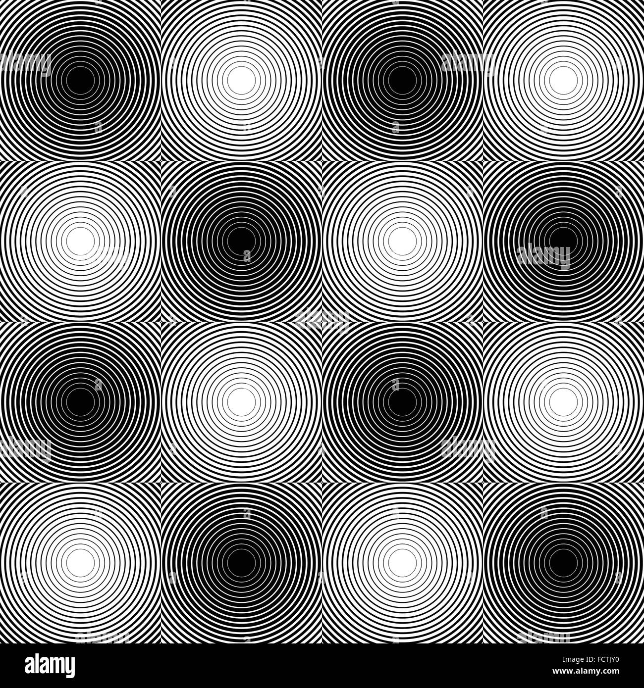 Radiating Radial Circles Monochrome Pattern Background Abstract Minimal Vector Ripple