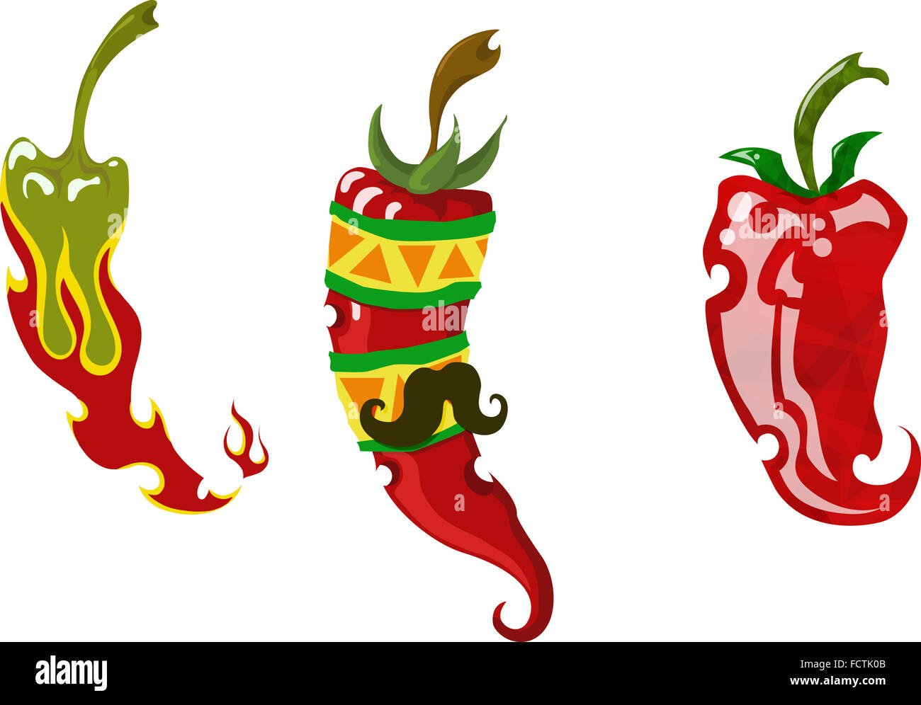 a set of three different vector chili peppers Stock Photo - Alamy