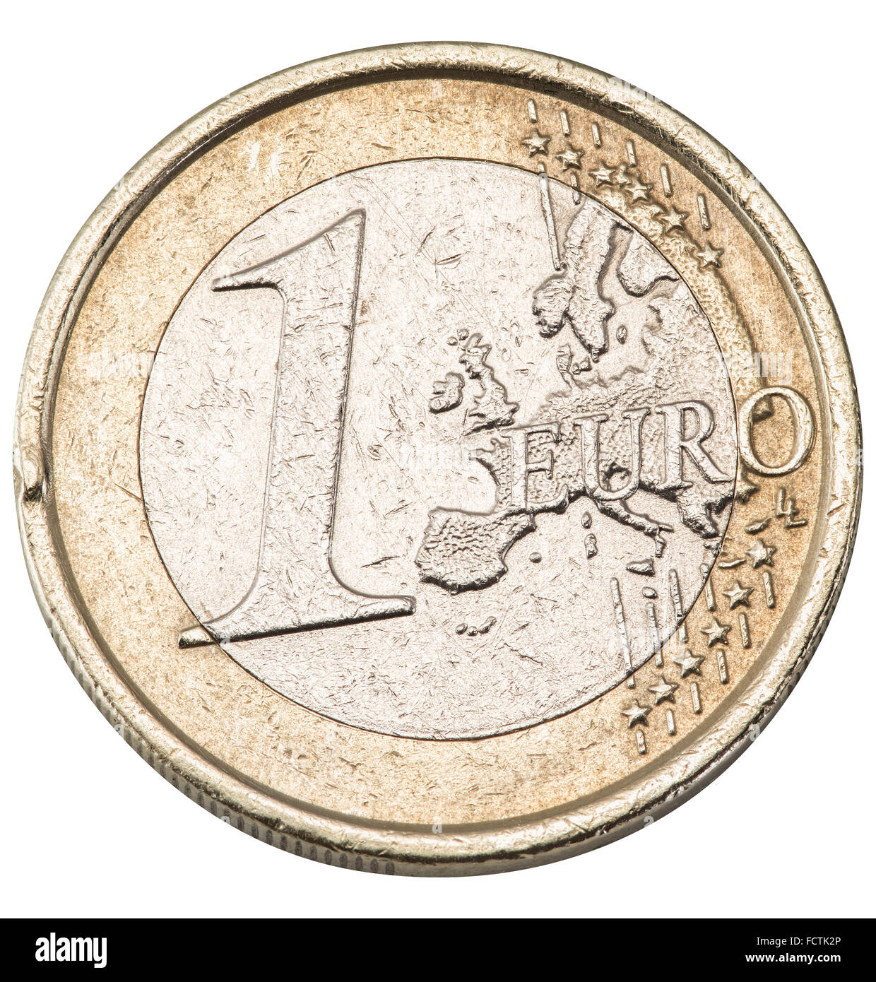 Old one euro coin isolated on a white background. File contains ...