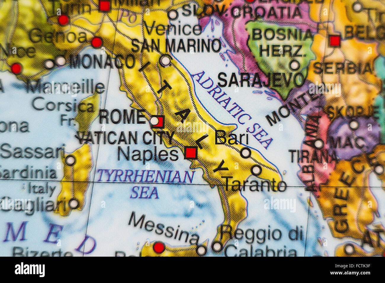 Photo of a map of Italy and the capital Rome Stock Photo - Alamy