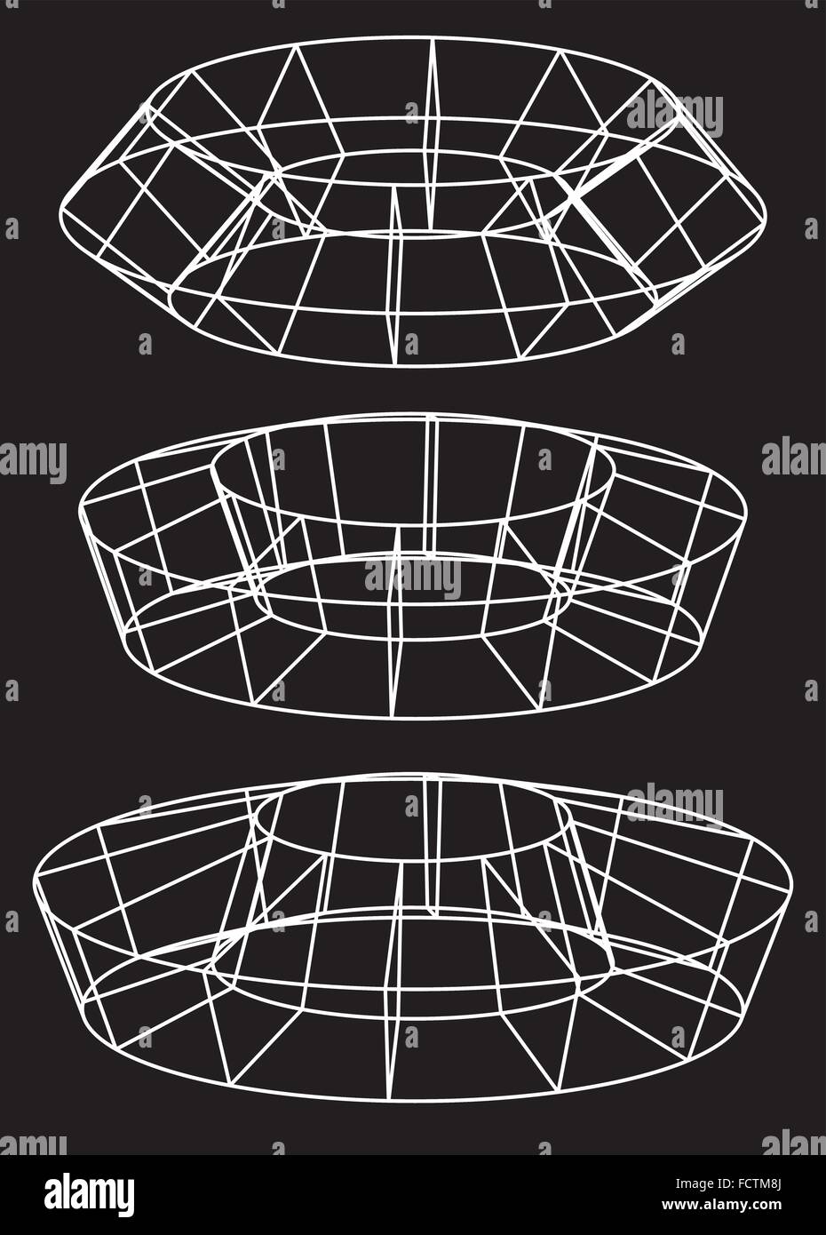 Generic 3d models. Abstract wire-frame, polygonal shapes Stock Vector ...