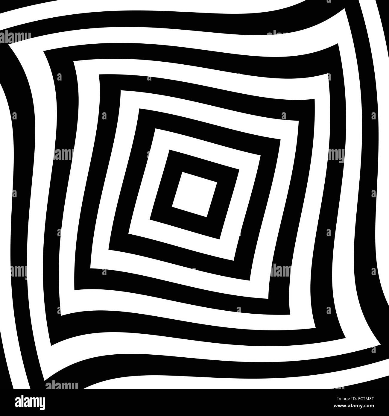 Alternating black, white squares with distortion. Abstract background ...