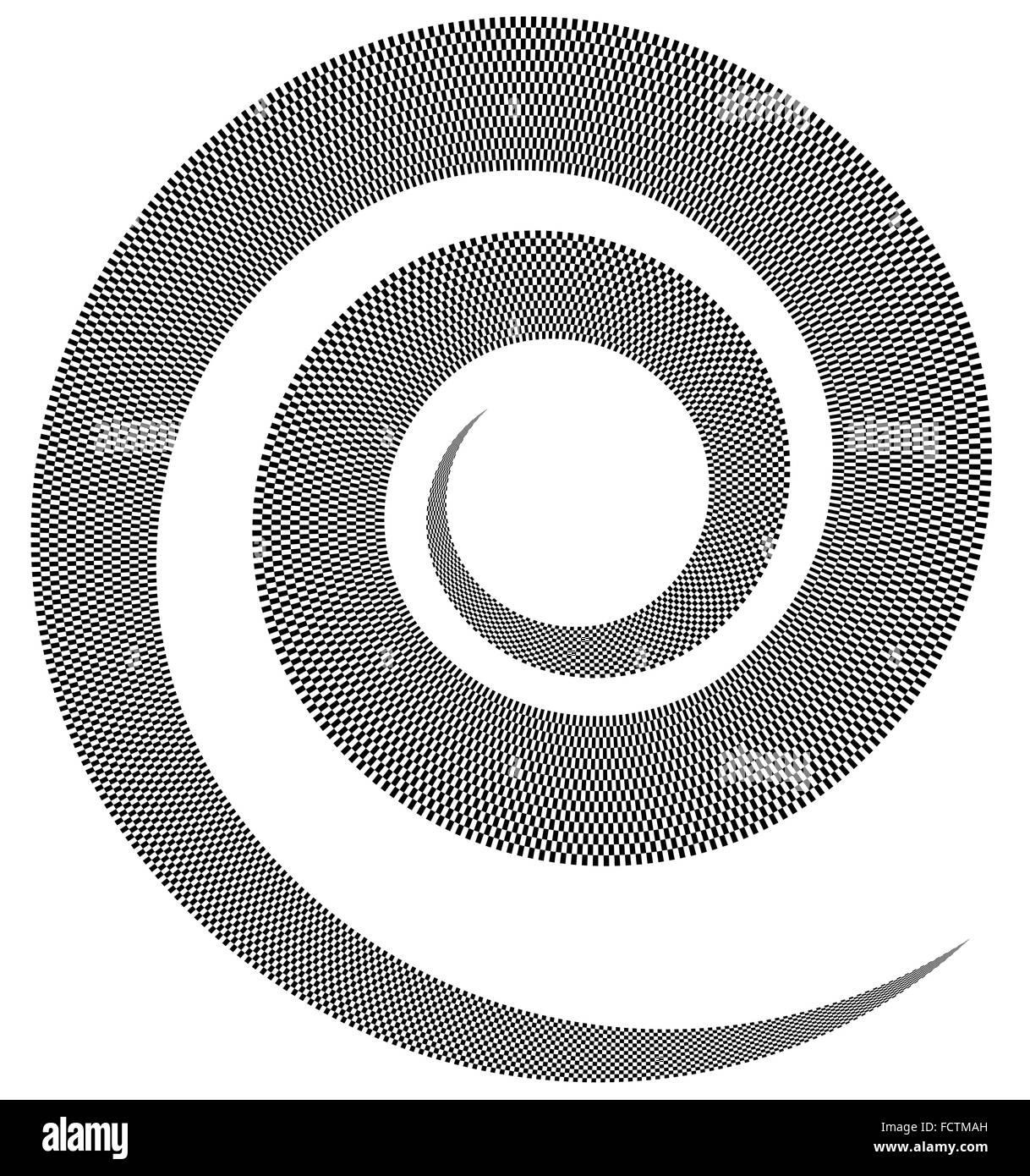 Spiral element with checkered texture. Squares following its path ...