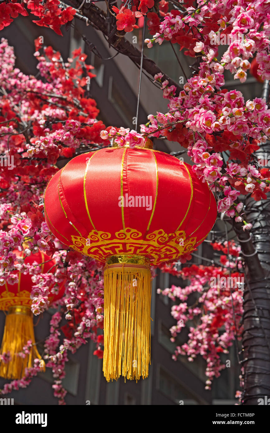 Chinese red lantern. Decoration for Chinese New Year Stock Photo - Alamy