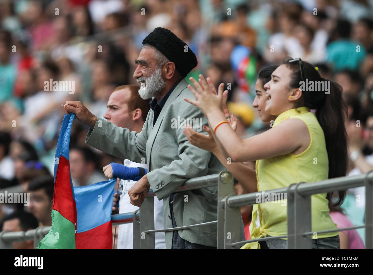 Azerbaijani's cheer on Hayle Ibrahimov (AZE) during the Men's 5000m ...