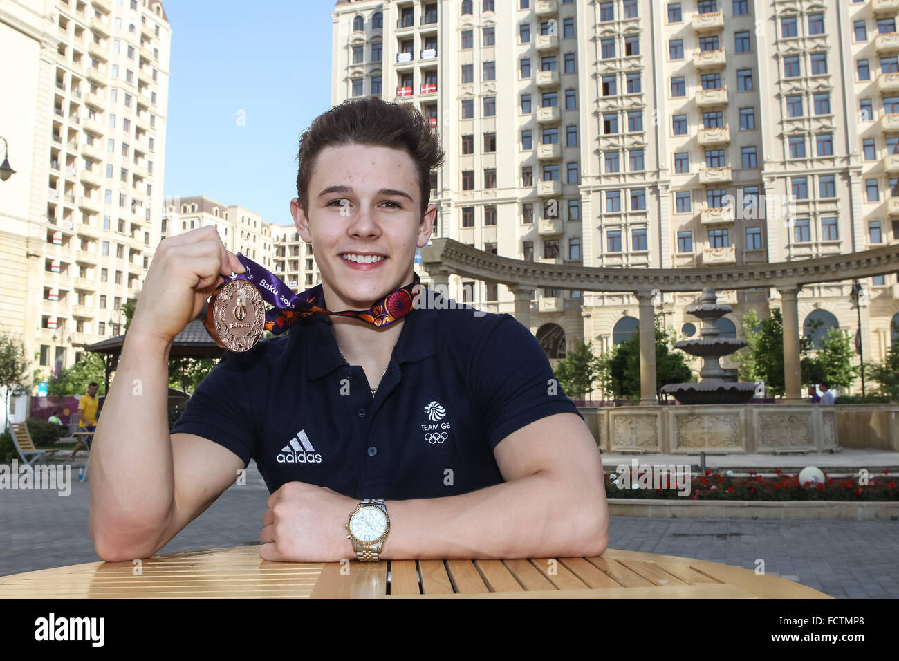 Gymnastic (Pommel Horse) bronze medallist Brinn Bevan (GBR) poses with ...