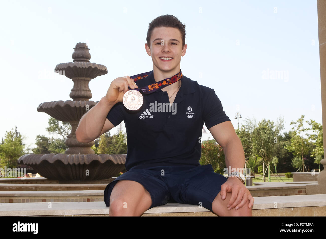Gymnastic (Pommel Horse) bronze medallist Brinn Bevan (GBR) poses with ...
