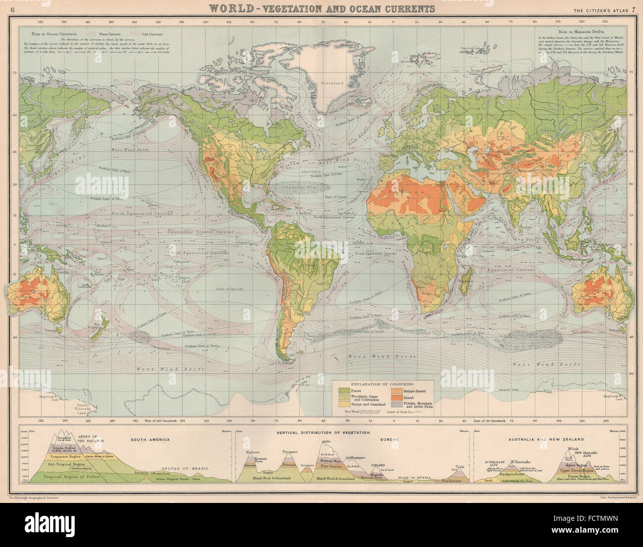 WORLD-VEGETATION AND OCEAN CURRENTS:Vertical Distribution of Vegetation ...