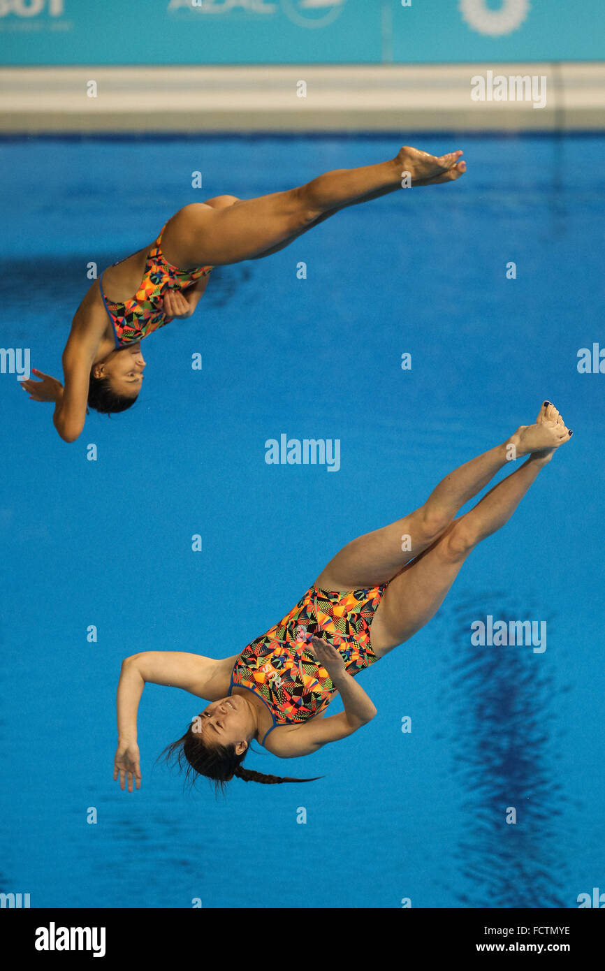 Elena Chernykh (RUS) and Maria Polykova (RUS). Women's Synchronised 3m Springboard Final. Baku ...