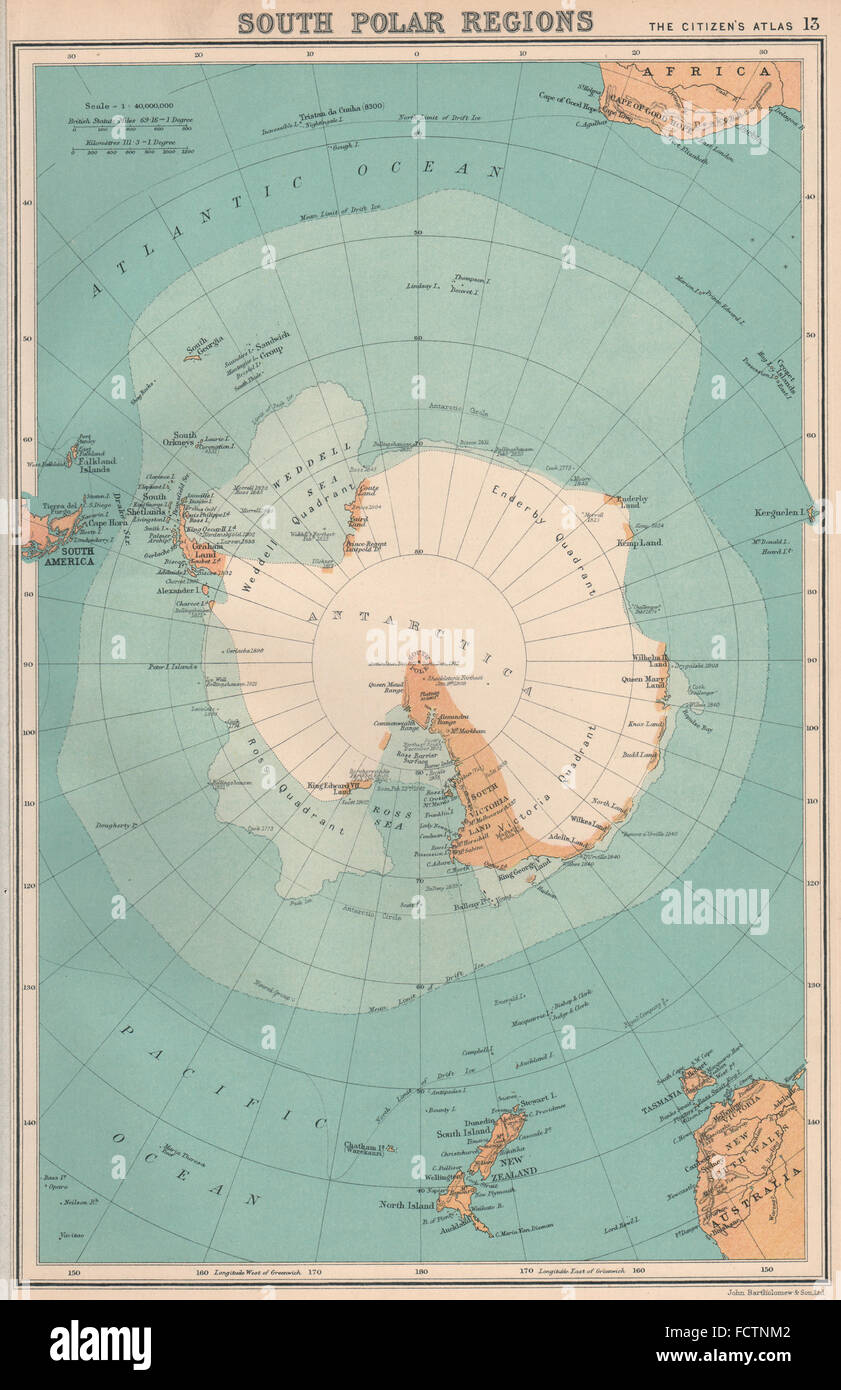 ANTARCTIC: South Pole. Weddell Enderby Ross Victoria Quadrants, 1924 ...