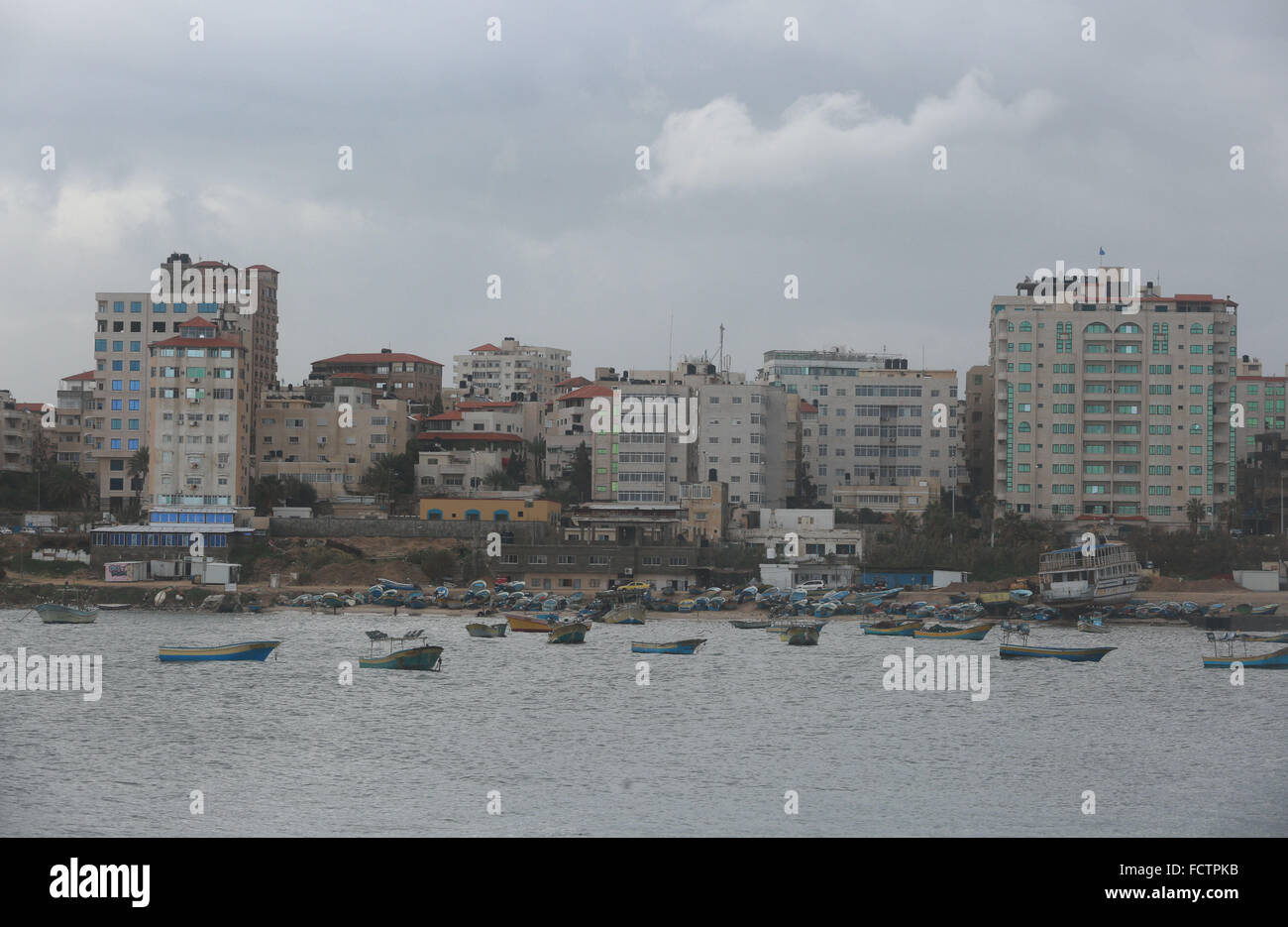 Gaza, Palestine. 25th Jan, 2016. Overview of the Gaza seaport on the ...
