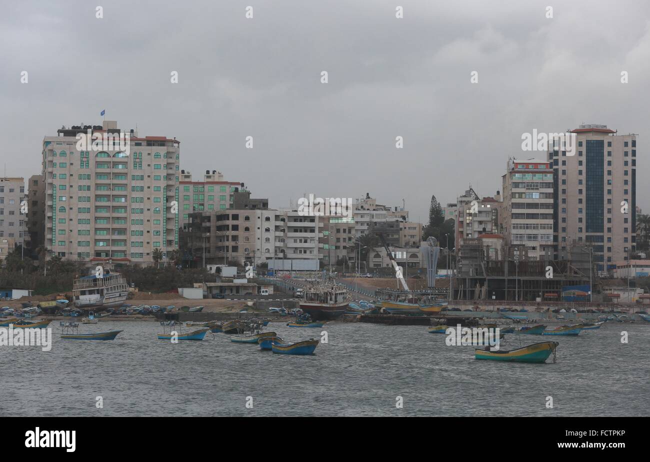 Gaza, Palestine. 25th Jan, 2016. Overview of the Gaza seaport on the ...