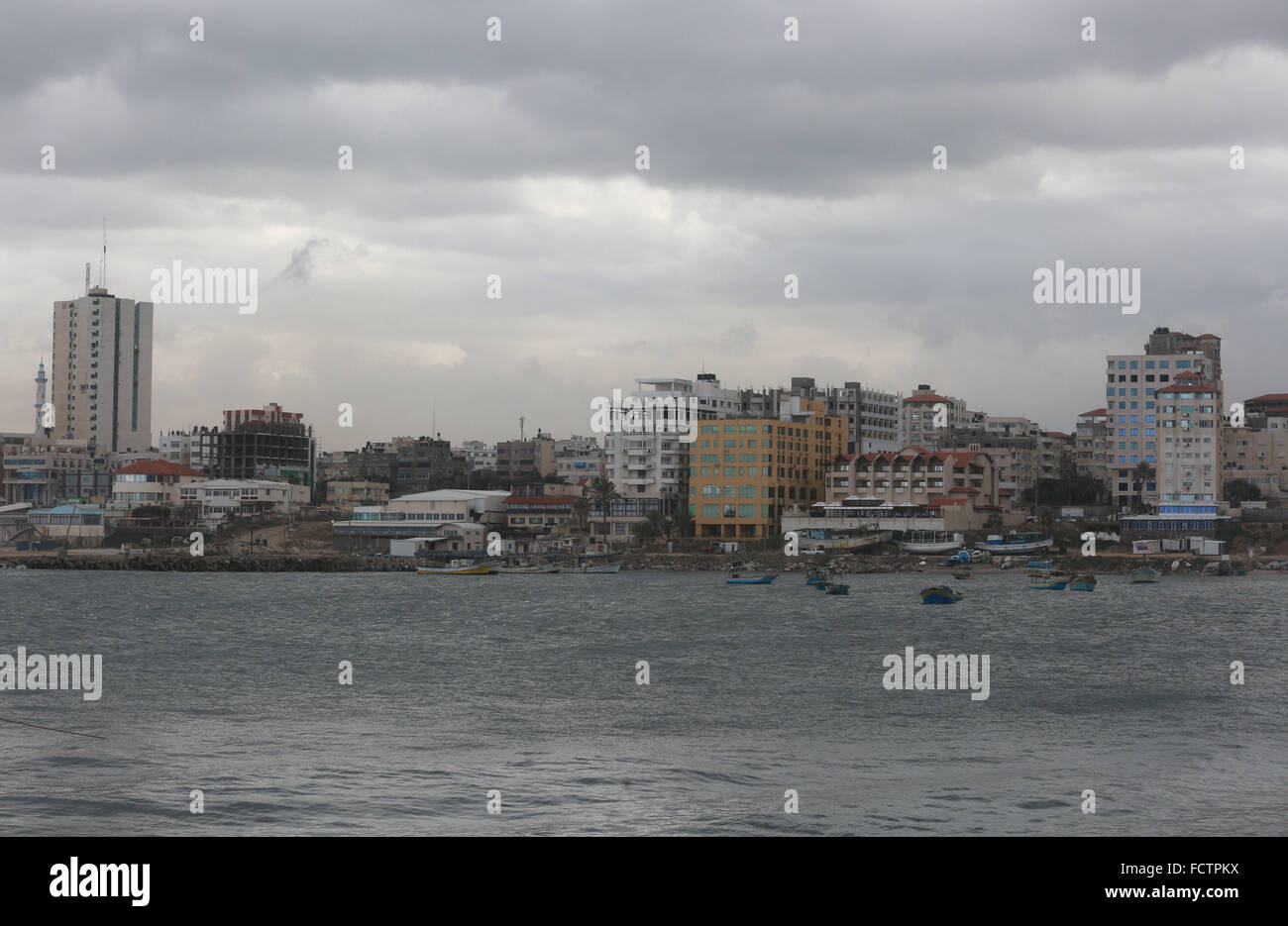 Gaza, Palestine. 25th Jan, 2016. Overview of the Gaza seaport on the ...