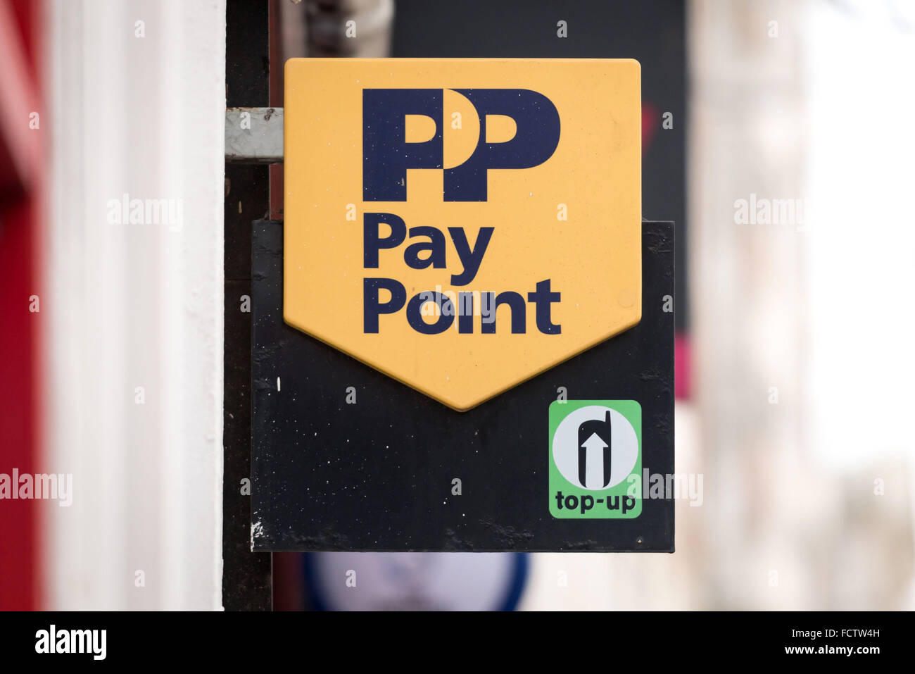 A PayPoint sign outside a newsagent shop Stock Photo - Alamy