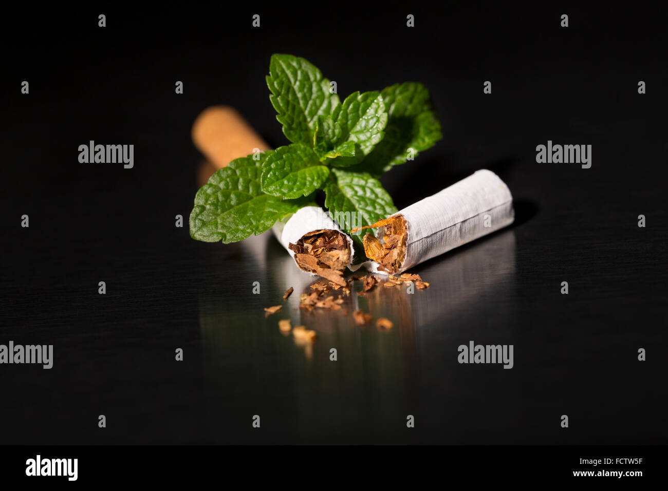 End of mint cigarette, closeup Stock Photo - Alamy