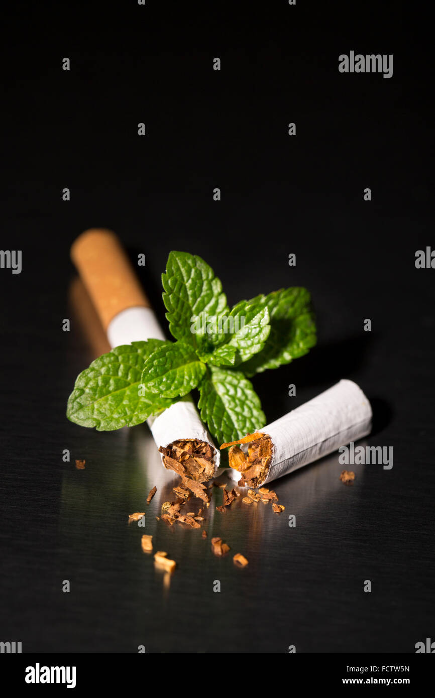 End of mint cigarette, closeup Stock Photo - Alamy