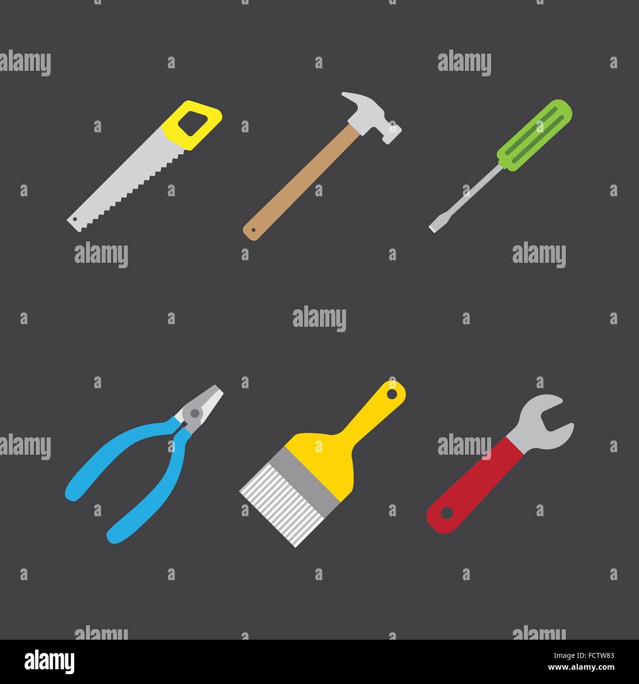[EPS10] tools icon flat style on dark background Stock Vector Image ...