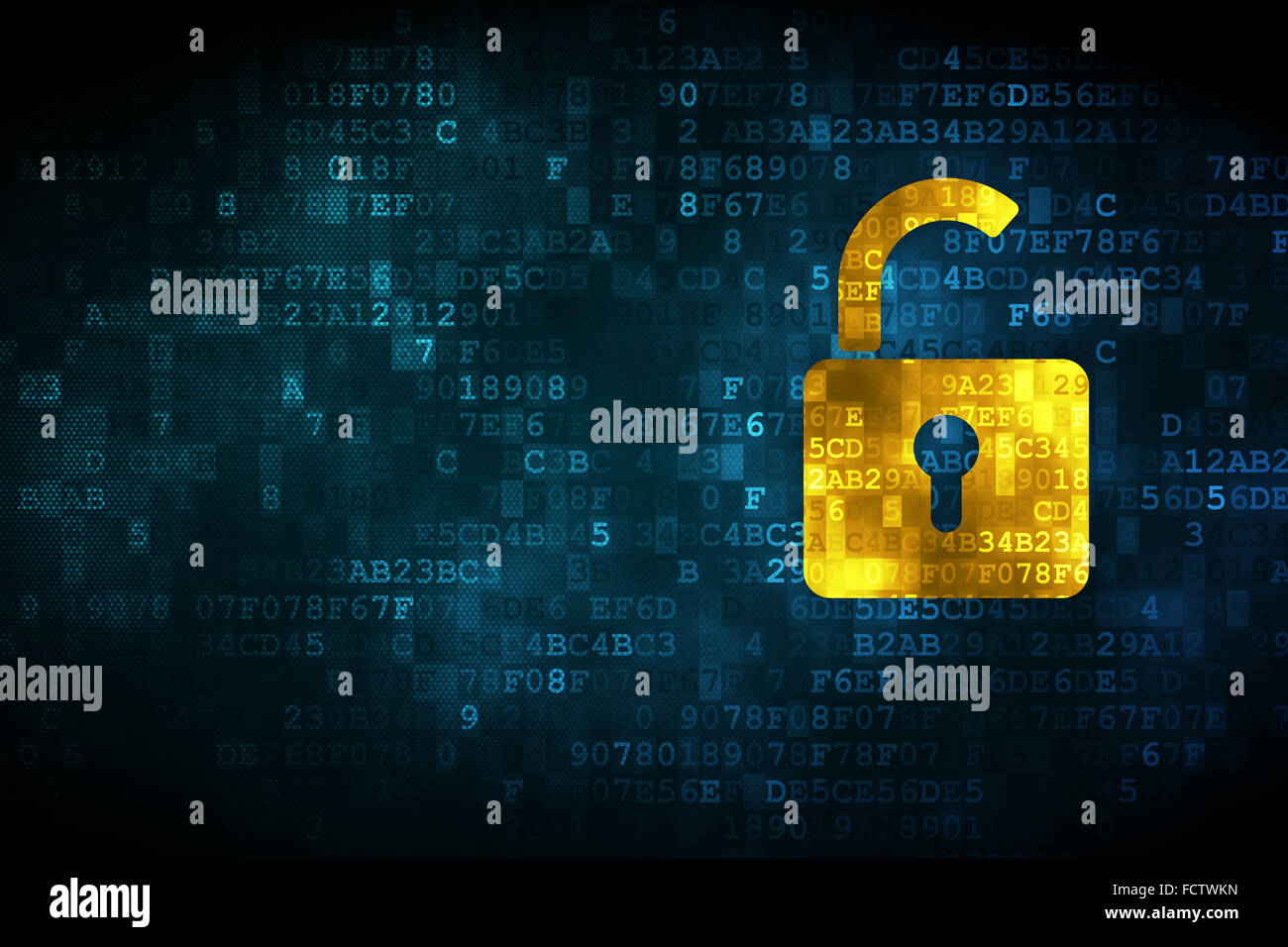 Information concept: Opened Padlock on digital background Stock Photo - Alamy