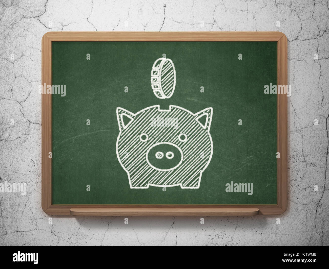 Money concept: Money Box With Coin on chalkboard background Stock Photo ...