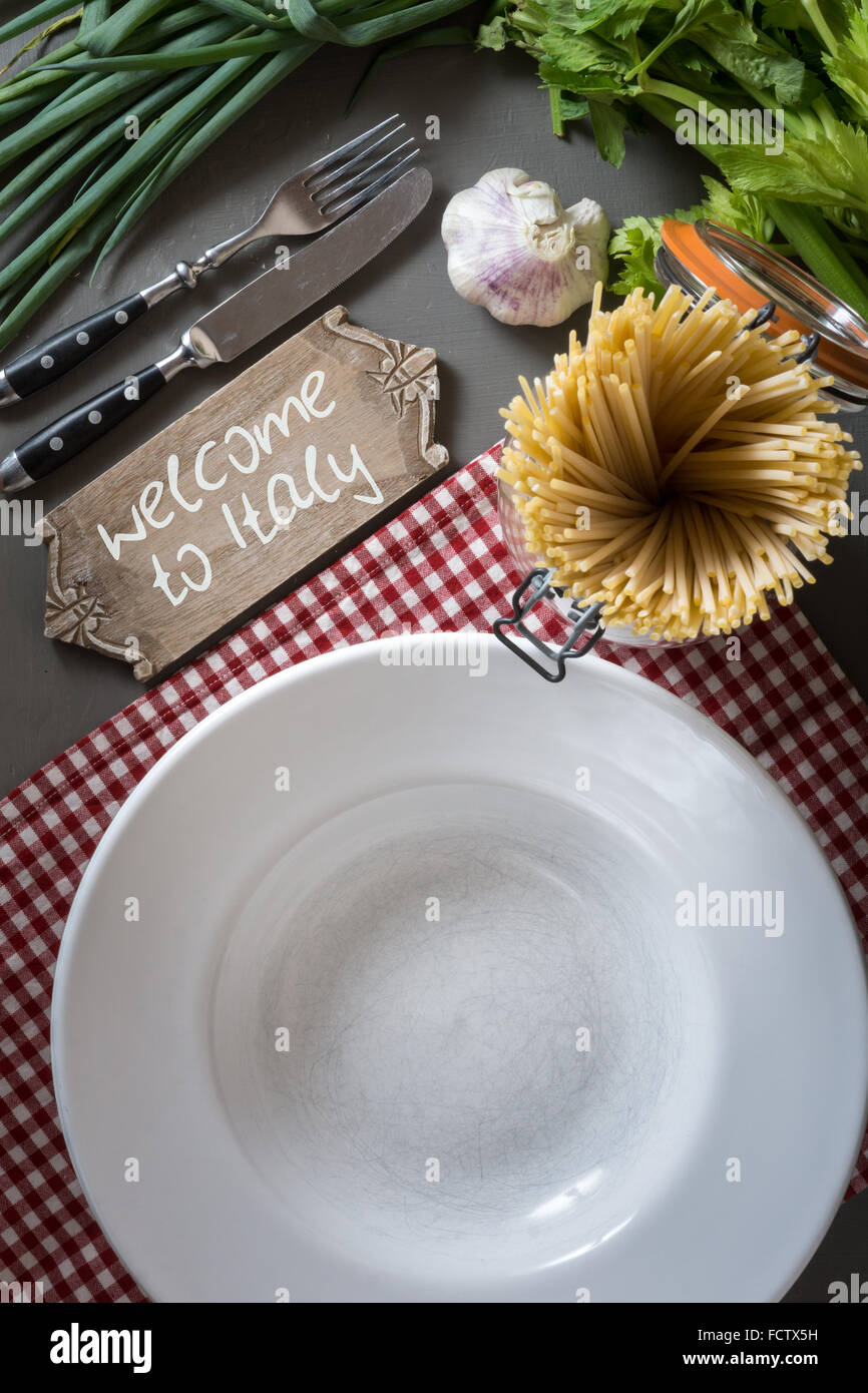 Welcome to Itlay - prepare for cooking, Still Life with raw Pasta ...