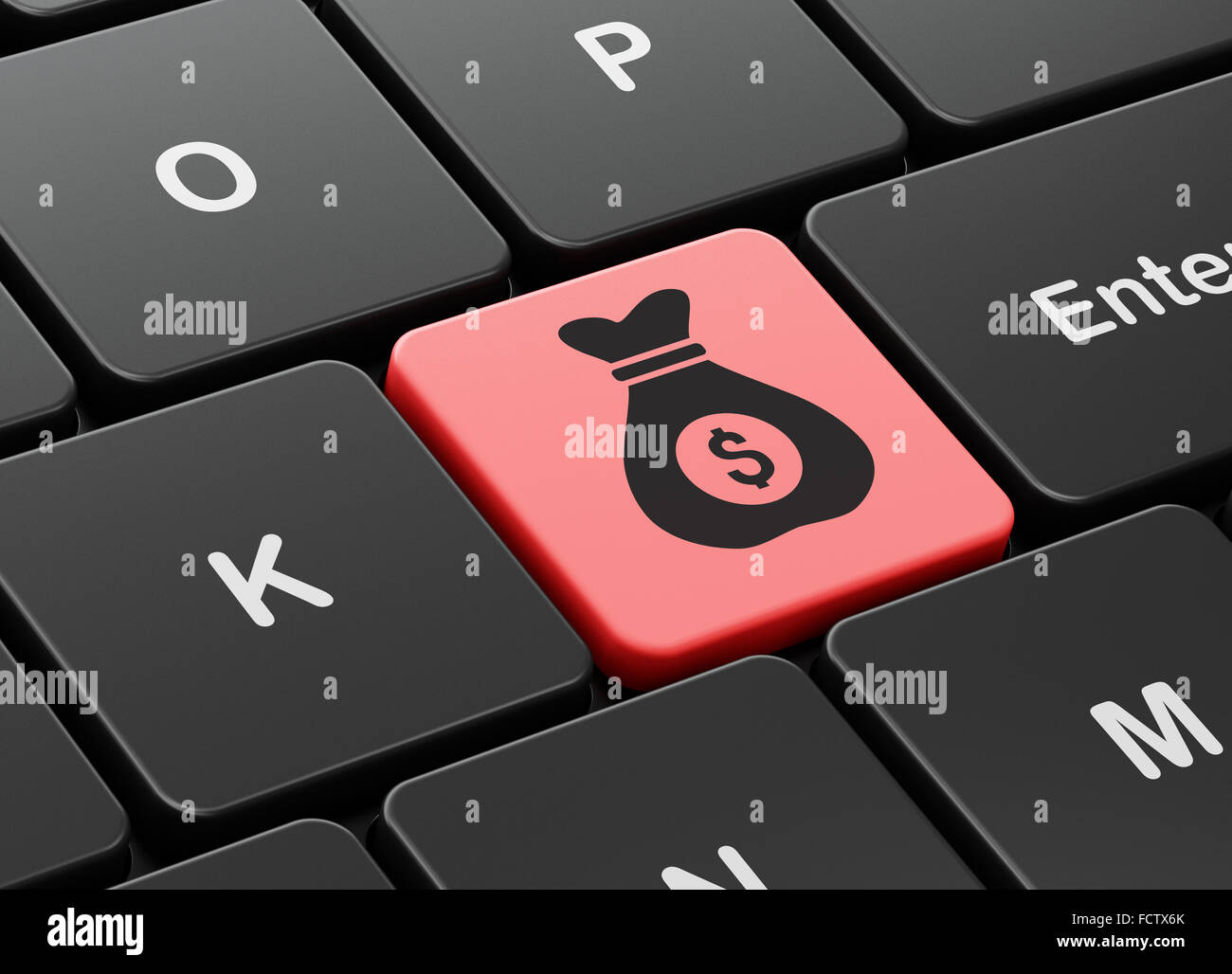 Finance concept: Money Bag on computer keyboard background Stock Photo ...