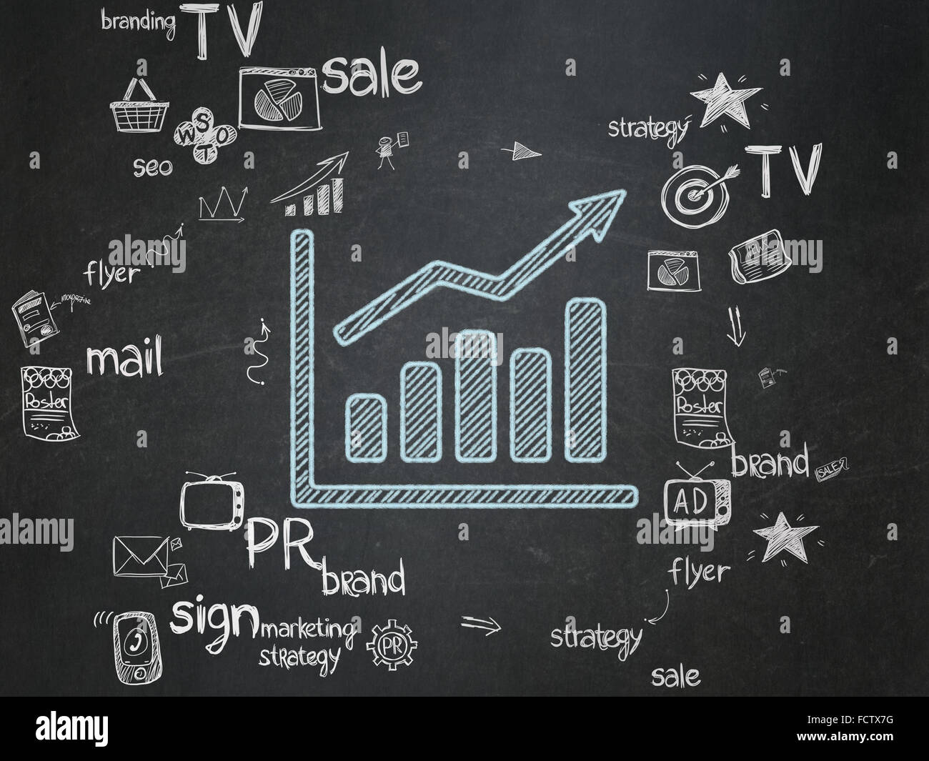 Advertising concept: Growth Graph on School Board background Stock ...